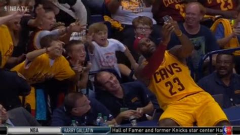 Lebron James Selfie With Fans During Cavaliers Preseason Game Sports