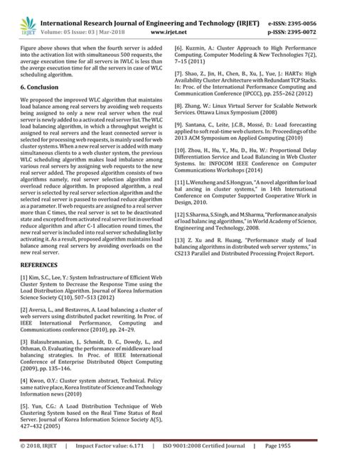 IRJET An Improved Weighted Least Connection Scheduling Algorithm For