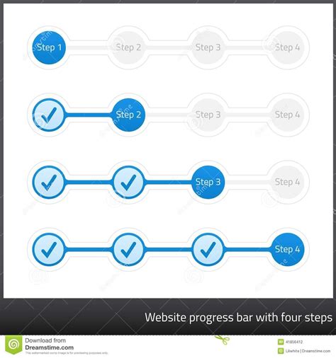 Website Progess Bar With Four Steps Stock Vector Illustration Of Four Progress 41856412