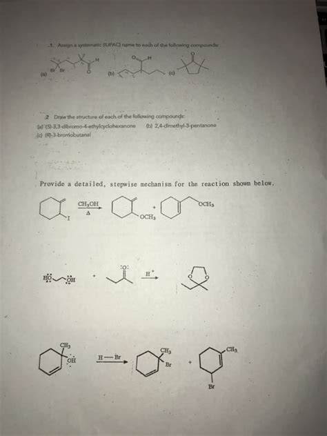 Solved 1 Assign A Systematic Upac Name To Each Of The