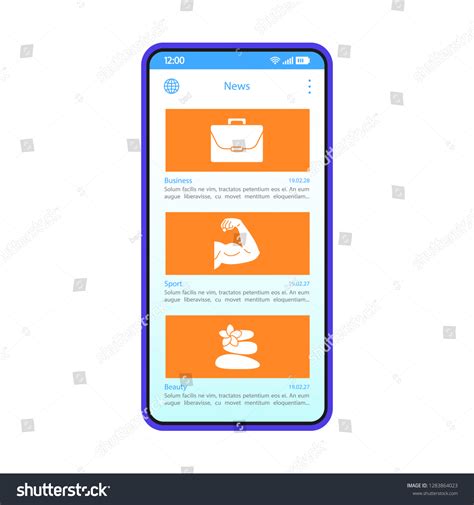 News Feed Smartphone Interface Vector Template 스톡 벡터 로열티 프리 1283864023