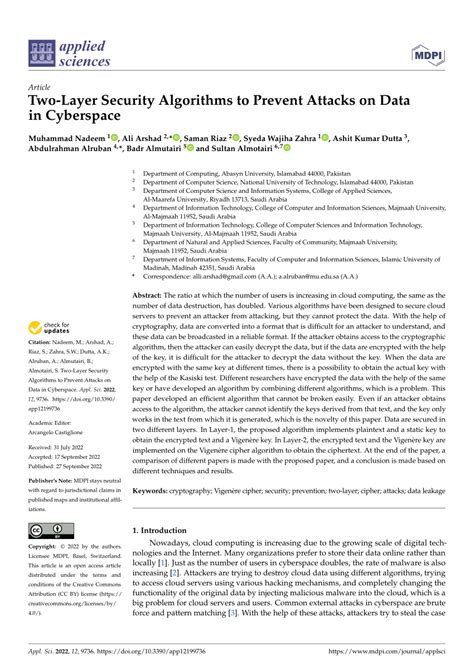 Pdf Two Layer Security Algorithms To Prevent Attacks On Data In
