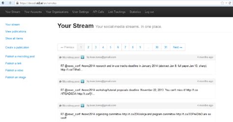 front end showing the stream of published items download scientific