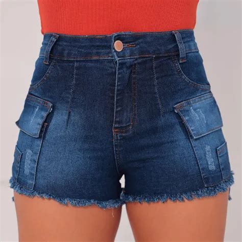 Short Cargo Feminino Com Elastano Cintura Alta Bolso Lateral Mercadolivre