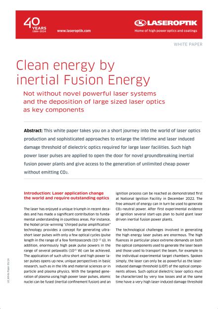 Clean Energy By Inertial Fusion Energy White Papers Photonics Spectra
