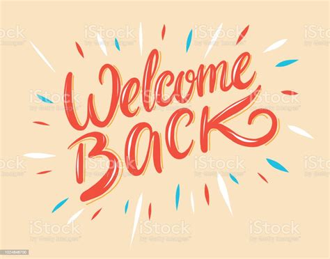 다시 손을 그리기 벡터 일러스트 레이 션에 오신것을 환영 합니다 Welcome Back Phrase에 대한 스톡 벡터 아트 및 기타 이미지 Welcome Back