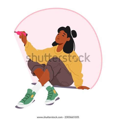 Introvert Woman Character Drawing Circle Around Stock Vector Royalty Free 2303665105