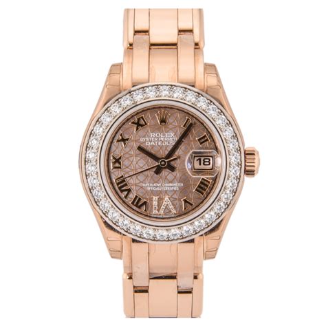 Rolex Lady Datejust Pearlmaster Everose Gold Black Mop Diamond Vi Dial