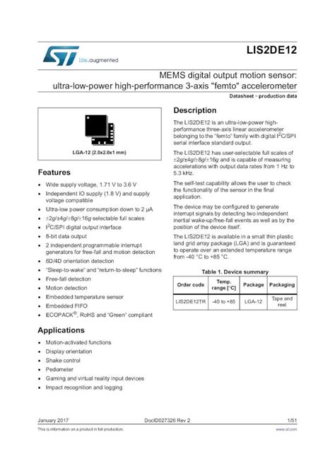 pdf mems digital output motion sensor ultra low power high