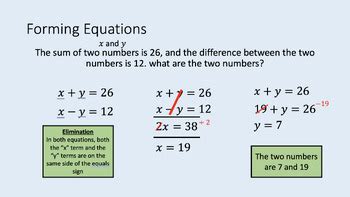Simultaneous Equations Worded Simultaneous Equation Questions TPT