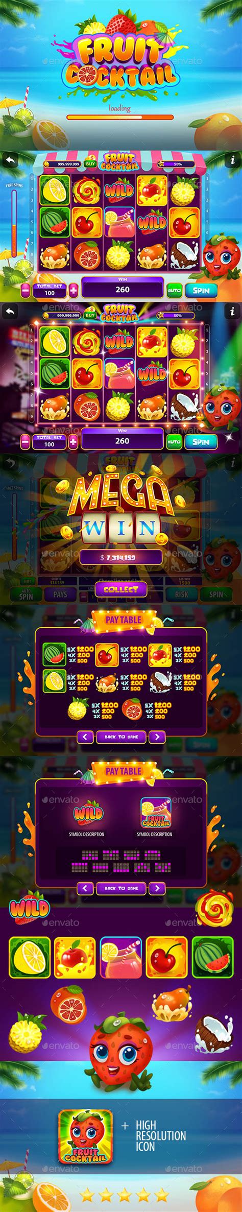 Fruit Cocktail Slot Game Kit Game Assets Graphicriver