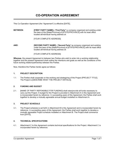 Cooperation Agreement Template Free Word And Pdf