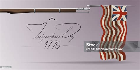 미국 독립 독립 기념일에 배경입니다 7 월 4 일입니다 한 소총으로 배경입니다 한 소총과 소총입니다 레터링독립 날입니다 0명에 대한 스톡 벡터 아트 및 기타 이미지 Istock