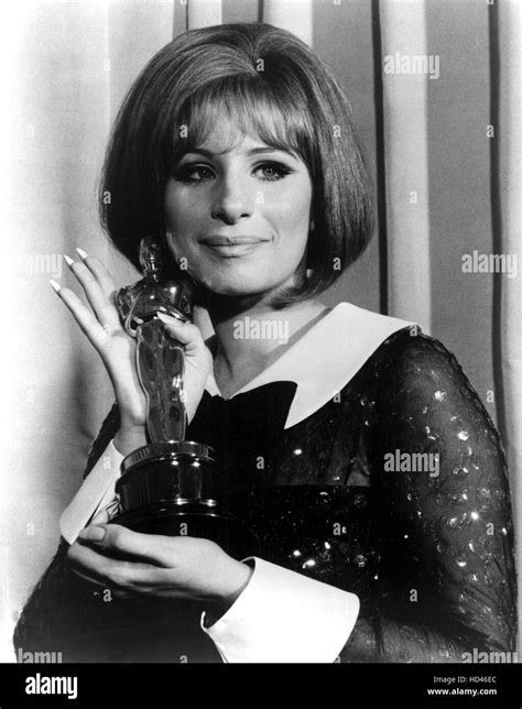 1968 Barbra Streisand Best Actress Funny Girl Poses With Her Oscar