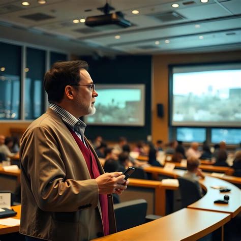 Lecturer Teaching A Class Of University Students Premium Ai Generated Image