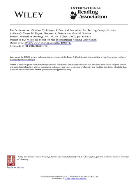 Pdf The Sentence Verification Technique A Practical Procedure Teachers Can Use To Develop