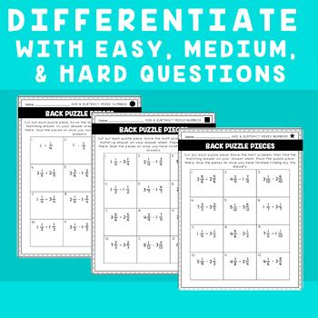 Adding Subtracting Mixed Numbers With Like Denominators Puzzle Game Th Grade
