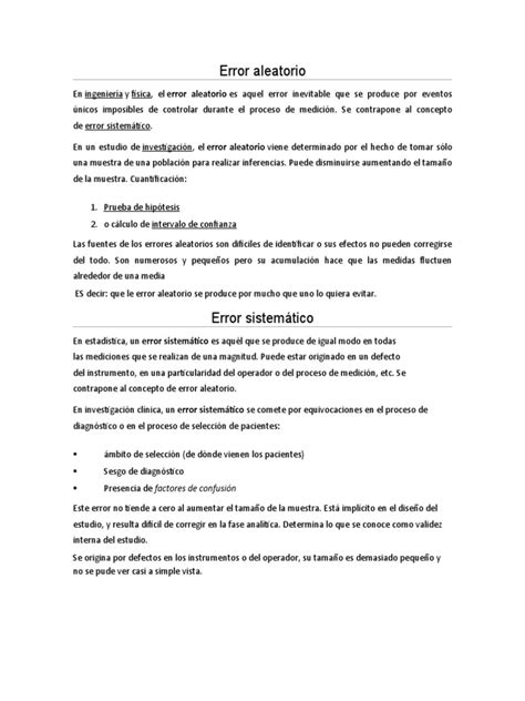 Error Aleatorio Y Sistematico Pdf