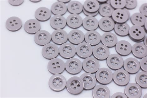 50 Grey Buttons Gray Color Made Of Resin Four Holes Raised Edge 9mm 11mm 15mm 18mm Extra