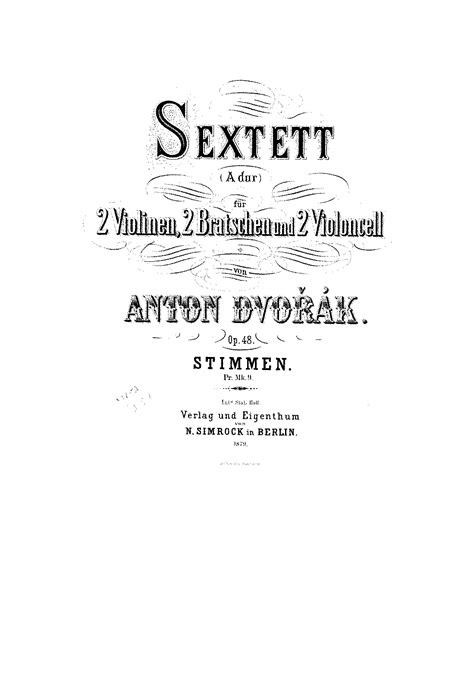 String Sextet Op48 Dvořák Antonín Imslp