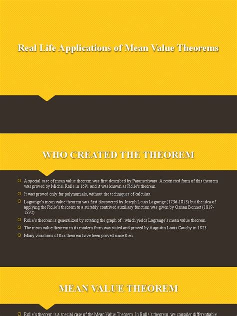 Real Life Applications Of Mean Value Theorems Pdf Mathematical Concepts Mathematical Objects