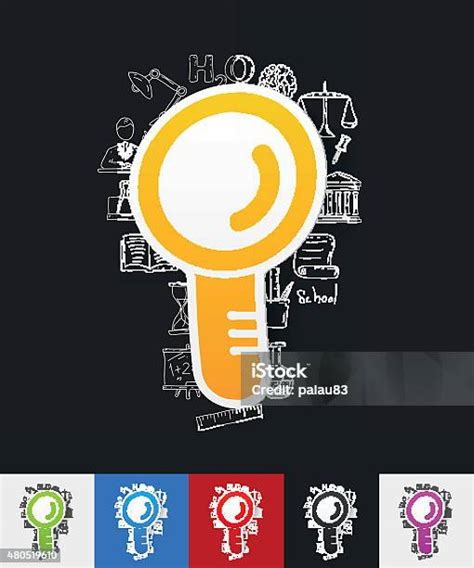 돋보기 종이 스티커별 수작업 요소 과학에 대한 스톡 벡터 아트 및 기타 이미지 과학 굴절 그리기 Istock