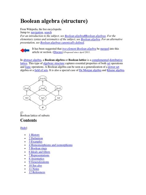Boolean Algebra Structure Pdf Boolean Algebra Teaching Mathematics