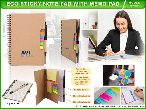Laminated Paper Spiral Eco Sticky Note Pad With Memo Pad For Office Paper Size 10 X 6 5 Cm At