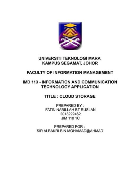 Uitm Cover Page Assignment Template Brand Management Margarett