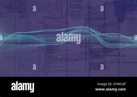 Flowing Data Waves Animating Over Technical Blueprints And Schematics