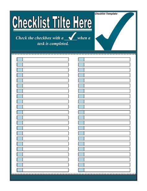 Printable Blank Checklist Templates Checklist Template Printable