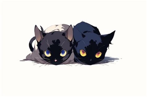 Premium Photo There Are Two Cats That Are Laying Down Together On The