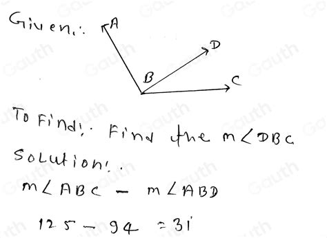 Solved If M ABC And M ABD Then M DBC Circ Math