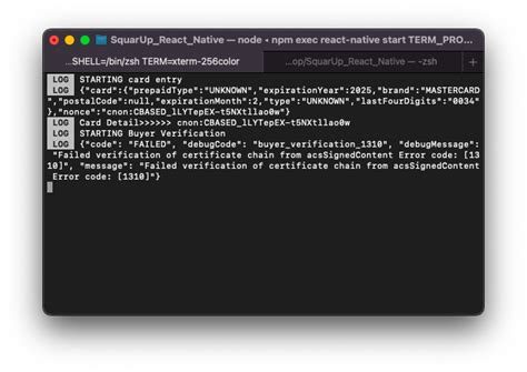 Not Getting Verification Token With Sca Cards With Challenge React Native Questions Square