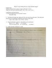 Physics Lab Finding Velocity Docx Physics Lab Finding Velocity Using A Definite Integral