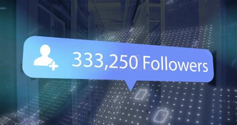 Image Of Profile Icon With Increasing Followers And Binary Coding Against Computer Server Room