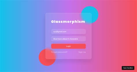 Glassmorphic Form Codesandbox