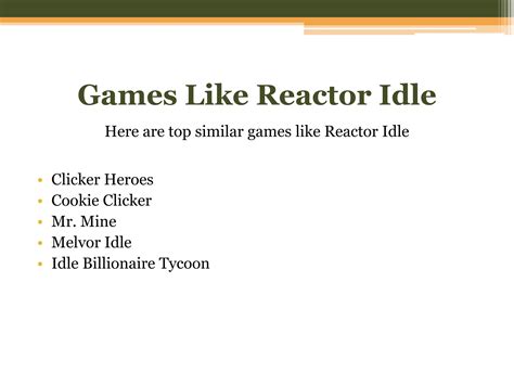 Reactor Idle Game Clicker Games List Ppt