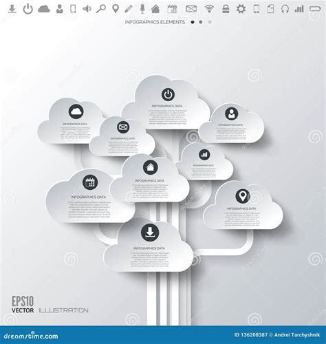 Cloud Icon Flat Abstract Background With Web Icons Interface Symbols
