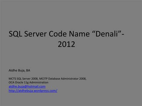 Ppt Sql Server Code Name “denali” 2012 Powerpoint Presentation Free Download Id5037421