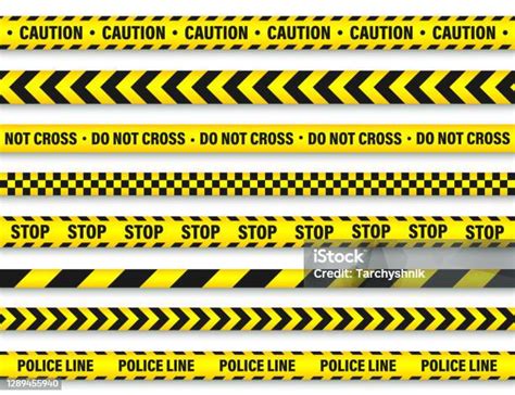노란색과 검은 색 바리케이드 건설 테이프 경찰 경고 라인 밝은 색상의 위험 또는 위험 줄무늬 벡터 일러스트레이션 건설 산업에 대한 스톡 벡터 아트 및 기타 이미지 Istock