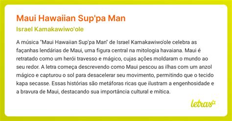 Significado Da Música Maui Hawaiian Suppa Man Israel Kamakawiwoole