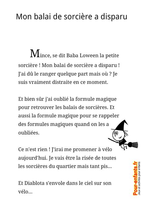 Histoire Dhalloween De Sorcière Et Son Balai Texte Pour Lecture Enfants Cp Cycle 2 Gratuit