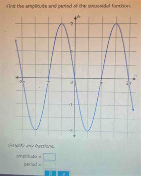 Solved Find The Amplitude And Period Of The Sinusoidal Function X Simplify Any Fractions