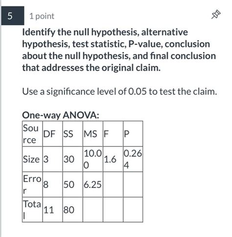 Solved Point Identify The Null Hypothesis Alternative Chegg