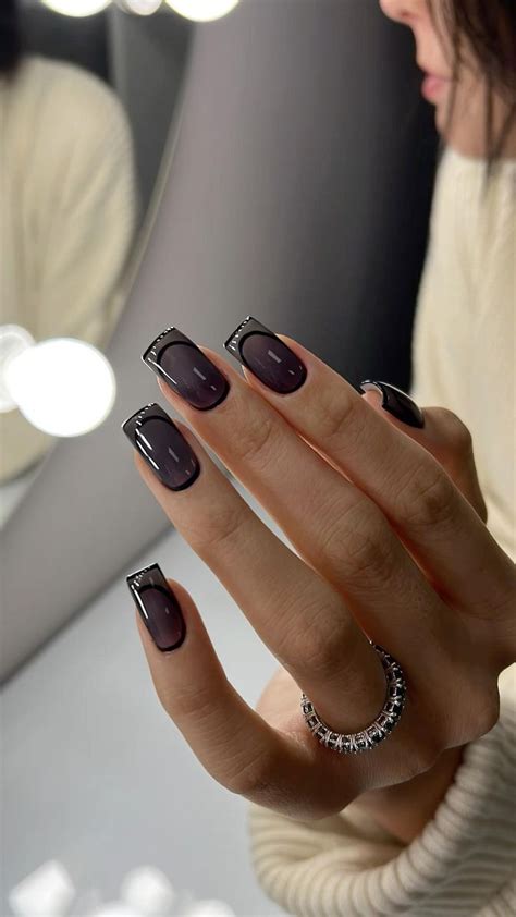 Идея черного маникюра Гламурные ногти Ногти Квадратные ногти