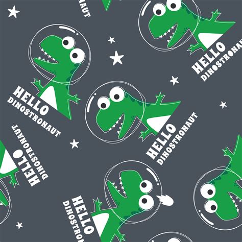 Seamless Pattern With Space Dinosaur Cute Dinosaur Pattern For Fabric