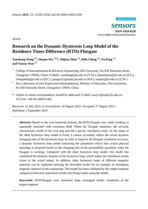 Pdf Research On The Dynamic Hysteresis Loop Model Of The Residence Times Difference Rtd