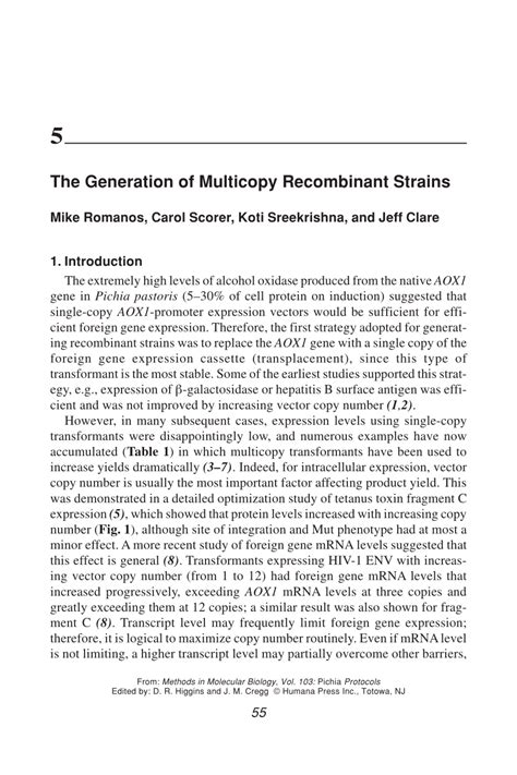Pdf The Generation Of Multicopy Recombinant Strains