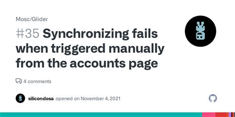 synchronizing fails when triggered manually from the accounts page